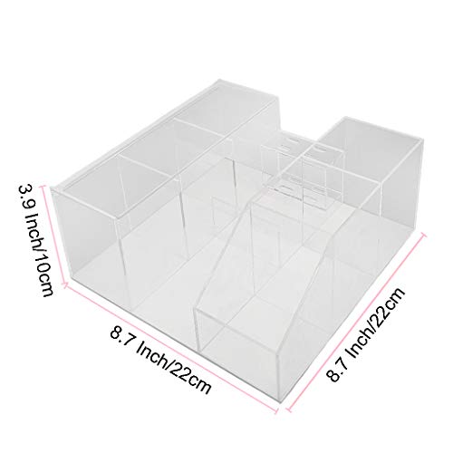 #N/A Makeup Organizer Eyelash Extension Supplies Storage Display Box w/Tweezer Holder Stand 22 x 22 x 10cm - Transparent Acrylic