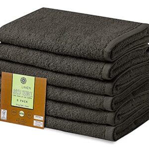 Cotton Bath Towels Set Grey 24" x 48" Pack of 6 Ultra Soft 100% Cotton Bath Towel Charcoal Grey Highly Absorbent Daily Usage Bath Towel Ideal for Pool Home Gym Spa Hotel