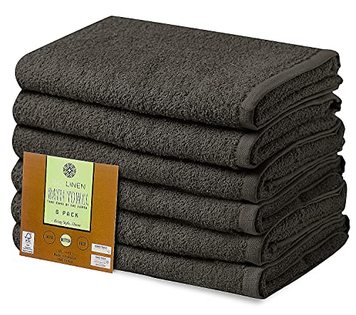 Cotton Bath Towels Set Grey 24" x 48" Pack of 6 Ultra Soft 100% Cotton Bath Towel Charcoal Grey Highly Absorbent Daily Usage Bath Towel Ideal for Pool Home Gym Spa Hotel