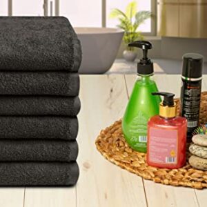 Cotton Bath Towels Set Grey 24" x 48" Pack of 6 Ultra Soft 100% Cotton Bath Towel Charcoal Grey Highly Absorbent Daily Usage Bath Towel Ideal for Pool Home Gym Spa Hotel