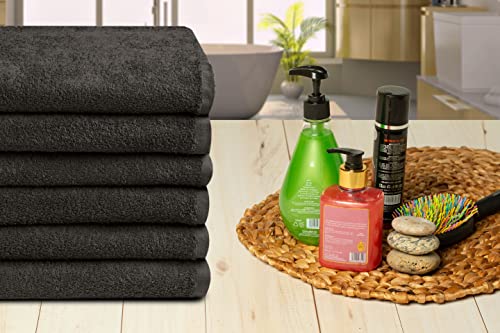 Cotton Bath Towels Set Grey 24" x 48" Pack of 6 Ultra Soft 100% Cotton Bath Towel Charcoal Grey Highly Absorbent Daily Usage Bath Towel Ideal for Pool Home Gym Spa Hotel