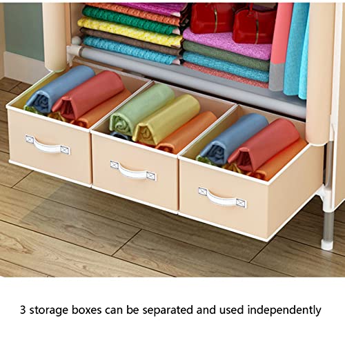 AWSAD Wardrobe Storage Large Canvas Wardrobe Clothes Storage with 3 Storage Boxes Good Bearing Capacity for Living Room, Bedroom Size: (170X90X45cm) (Size : 170X90X45cm A)