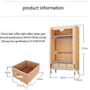 AWSAD Wardrobe Storage Large Canvas Wardrobe Clothes Storage with 3 Storage Boxes Good Bearing Capacity for Living Room, Bedroom Size: (170X90X45cm) (Size : 170X90X45cm A)