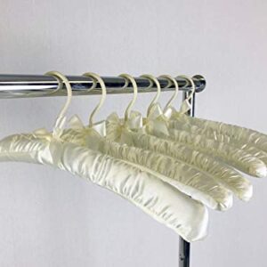 DBJ Ivory Beige Satin Padded Hangers Dress Lingerie Bridal Clothe Hangers - 12 Pack