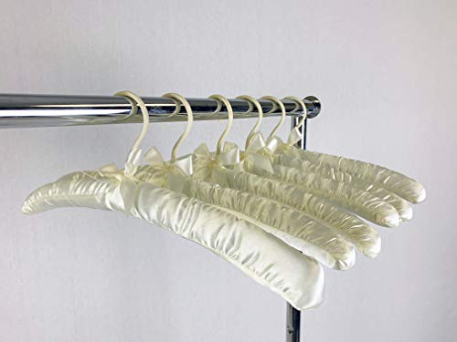 DBJ Ivory Beige Satin Padded Hangers Dress Lingerie Bridal Clothe Hangers - 12 Pack