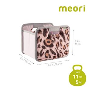 Meori folding mini 16.5 x 12.5 x 14 cm storage solution desk pens accessories collection box organiser, Polyester, Plush Leopard Rose