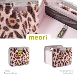 Meori folding mini 16.5 x 12.5 x 14 cm storage solution desk pens accessories collection box organiser, Polyester, Plush Leopard Rose