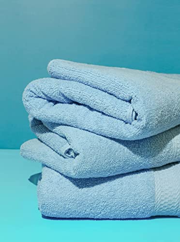 Brooklyn Linen 100% Cotton Bath Towels Set for Bathroom, 24x48 in Bath Towels 6 Pack, Large Hand Towels, Soft Absorbent, Premium Quality Aqua Blue Bath Towels