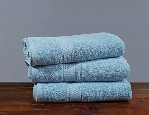 Brooklyn Linen 100% Cotton Bath Towels Set for Bathroom, 24x48 in Bath Towels 6 Pack, Large Hand Towels, Soft Absorbent, Premium Quality Aqua Blue Bath Towels