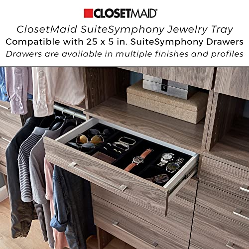 ClosetMaid SuiteSymphony Wood Closet Drawer, Add On Accessory, Shaker Style, For Storage, Closet, Clothes, 25” x 5” Size for 25 in. Units, Graphite Grey/Satin Nickel