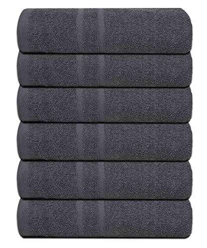 Pristine Linen Bath Towels, 100% Cotton Grey, 24 x 44 Inches Towels for Bathroom, Pool Towels, Large Quick Drying Hotel Towels, Gym Towels, Towels for Spa, Pack of 6, Ideal for Every Day use