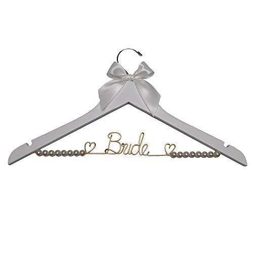 Vnque Wedding Dress Hanger Bride Hanger Wire Hanger Bridal Gift (White Gold Wire)