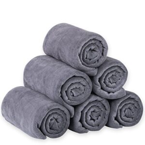 jml microfiber bath towel sets (6 pack, 27" x 55") -extra absorbent, fast drying, multipurpose for swimming, fitness, sports, yoga, grey 6 count