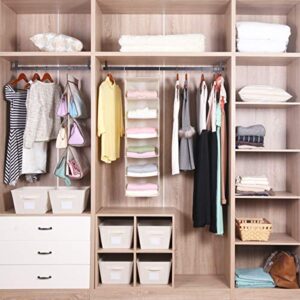 MAX Houser 6 Tier Shelf Hanging Closet Organizer and 5 Tier Shelf Hanging Closet Organizer, Closet Hanging Shelf with 2 Sturdy Hooks for Storage, Foldable,Beige and Grey-D2