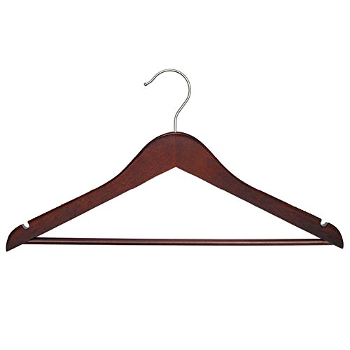 NAHANCO 20319WB Wooden Suit Hanger, 19", Low Gloss Mahogany with Brushed Chrome Hardware (Pack of 100)