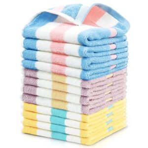 striped cotton washcloths small towels set, 12 pack bath washcloths for your face and body 13 x 13 inches, face cloths for washing face, 3 colors wash cloths face towels for bathroom