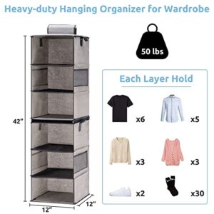 YOUDENOVA 4-Shelf Hanging Closet Organizer & Two 3-Shelf Separable Closet Hanging Shelves