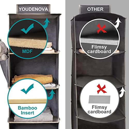 YOUDENOVA 4-Shelf Hanging Closet Organizer & Two 3-Shelf Separable Closet Hanging Shelves