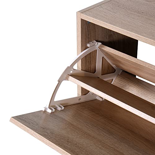 HomVent Modern Shoe Cabinet with 2 Flip Drawers for Entryway Natural Wood Grain Shoe Rack Cabinet Freestanding Shoe Storage Organizer for Small Space