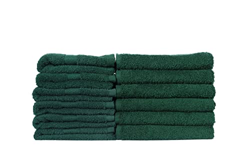 Linteum Textile Supply Premium Hand Towels (Hunter Green) Absorbent Towel Set with Ring Spun 100% Cotton Material for Hotel, Salon, Gym & More (24-Pack, 16x27 inches)