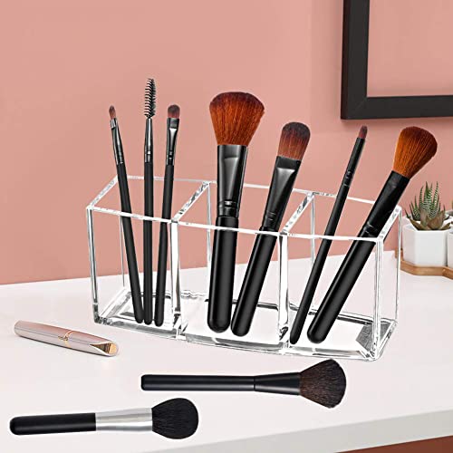 XLSFPY Clear Makeup Brush Holder Organizer, Acrylic Cosmetics Brushes Storage Holders, Cute Pen and Pencil Holder for Desk