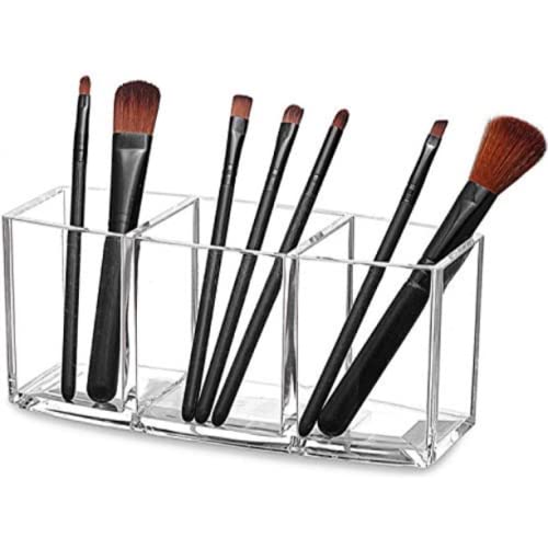 XLSFPY Clear Makeup Brush Holder Organizer, Acrylic Cosmetics Brushes Storage Holders, Cute Pen and Pencil Holder for Desk