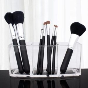 XLSFPY Clear Makeup Brush Holder Organizer, Acrylic Cosmetics Brushes Storage Holders, Cute Pen and Pencil Holder for Desk