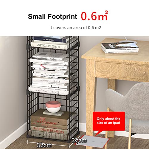 FlidRunest 4 Tier Wire Cube Storage Shelf, Simply 4-Shelf Bookcase, Cube Storage Organizer, Bookshelve Bookcase Floor Standing, Storage Wire Stackable Cube Set, Book Shelf for Bedroom/Office