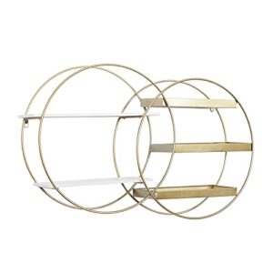 Deco 79 Metal Round 5 Shelf Wall Shelf, 34" x 18" x 20", Gold