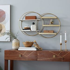 deco 79 metal round 5 shelf wall shelf, 34" x 18" x 20", gold