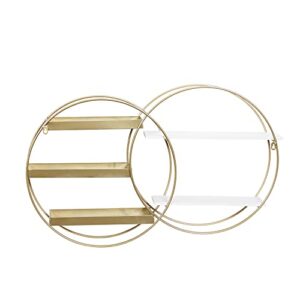 Deco 79 Metal Round 5 Shelf Wall Shelf, 34" x 18" x 20", Gold