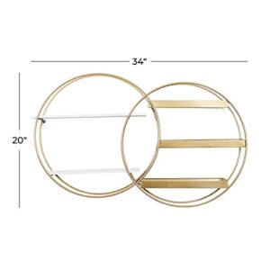 Deco 79 Metal Round 5 Shelf Wall Shelf, 34" x 18" x 20", Gold