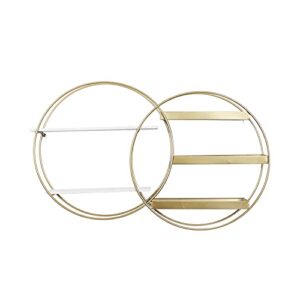 Deco 79 Metal Round 5 Shelf Wall Shelf, 34" x 18" x 20", Gold