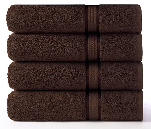 COTTON CRAFT Ultra Soft Oversized Bath Towels - 4 Pack Extra Large Bath Towels - 30x54 - Absorbent Everyday Luxury Hotel Spa Gym Shower Beach Pool Camp Dorm - 100% Cotton - Easy Care - Chocolate Brown