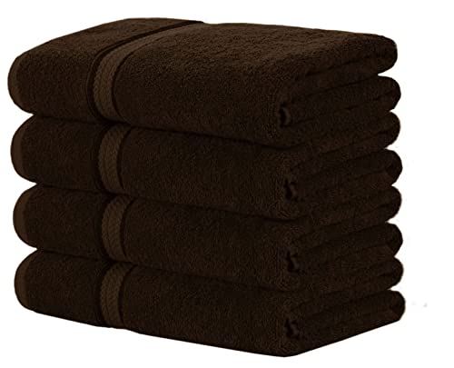 COTTON CRAFT Ultra Soft Oversized Bath Towels - 4 Pack Extra Large Bath Towels - 30x54 - Absorbent Everyday Luxury Hotel Spa Gym Shower Beach Pool Camp Dorm - 100% Cotton - Easy Care - Chocolate Brown