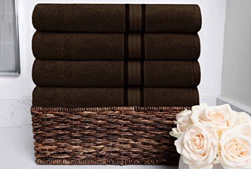 COTTON CRAFT Ultra Soft Oversized Bath Towels - 4 Pack Extra Large Bath Towels - 30x54 - Absorbent Everyday Luxury Hotel Spa Gym Shower Beach Pool Camp Dorm - 100% Cotton - Easy Care - Chocolate Brown