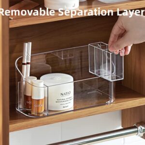 DiiuuAII Makeup Organizer, Small Clear Cosmetic Display Case, Removable Layered Plastic Clear Tabletop Holder Stand For Cosmetic, Perfume, Lotions Skin Care, Makeup Brushes, Lipsticks