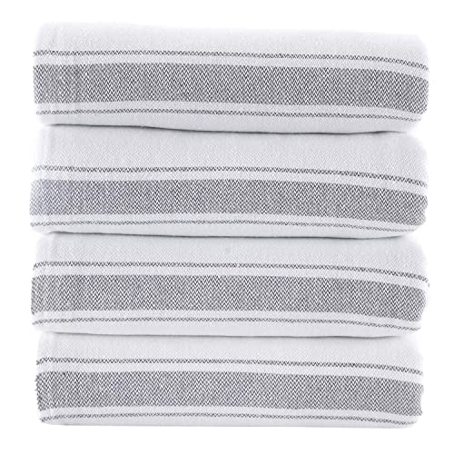 BAROOGA Turkish Hand Towel Set (Pack of 4), Decorative Towels for Bathroom (19 x 27 inches), White Turkish Kitchen Towels, Quick Dry 100% Cotton Farmhouse Hand Towels