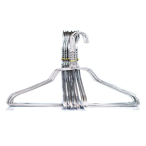 BriaUSA Metal Clothes Hangers 100 Pack Silver Color Galvanized Wire Hangers Length 16 inch Thickness 13 Gauge