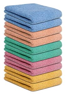 textila terry washcloth pack of 10 - multicolor - 12x12 inches, soft and absorbent - perfect for bath, face, hand, kitchen, spa, hotel, gym, and home use.