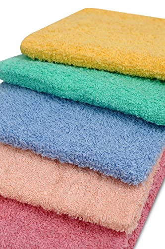 Textila Terry Washcloth Pack of 10 - Multicolor - 12x12 Inches, Soft and Absorbent - Perfect for Bath, Face, Hand, Kitchen, Spa, Hotel, Gym, and Home Use.