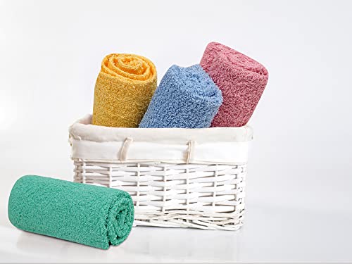 Textila Terry Washcloth Pack of 10 - Multicolor - 12x12 Inches, Soft and Absorbent - Perfect for Bath, Face, Hand, Kitchen, Spa, Hotel, Gym, and Home Use.