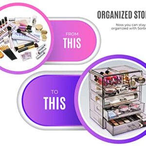 Sorbus Acrylic Clear Makeup Organizer - Big & Spacious Cosmetic Display Case - Stylish Designed Jewelry & Make Up Organizers and Storage for Vanity, Bathroom (4 Large, 2 Small Drawers) [Purple]