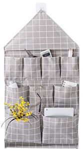 aarainbow over the door storage pockets,hanging storage bags organizer linen cotton fabric wall door closet 9 pockets home organizer for bedroom & bathroom (b-gray, 9 pocket)