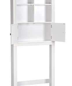 Spirich Home Bathroom Shelf Over The Toilet, Storage Cabinet Over Toilet, Bathroom Organizer Space Saver (White)