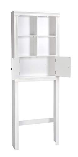 Spirich Home Bathroom Shelf Over The Toilet, Storage Cabinet Over Toilet, Bathroom Organizer Space Saver (White)