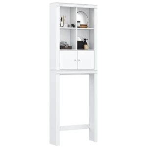 Spirich Home Bathroom Shelf Over The Toilet, Storage Cabinet Over Toilet, Bathroom Organizer Space Saver (White)