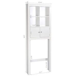 Spirich Home Bathroom Shelf Over The Toilet, Storage Cabinet Over Toilet, Bathroom Organizer Space Saver (White)