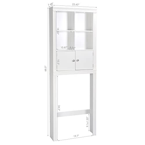 Spirich Home Bathroom Shelf Over The Toilet, Storage Cabinet Over Toilet, Bathroom Organizer Space Saver (White)