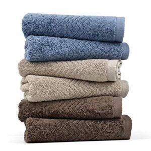 cleanbear cotton washcloths bath wash cloth set 13 x 13 inches, 6-pack face cloths with 3 colors